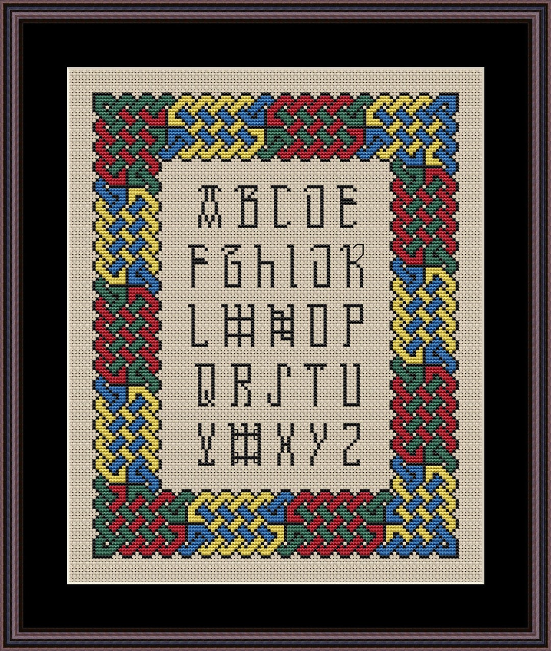 Celtic Alphabet Cross Stitch Sampler, Stylised Lettering With Celtic ...