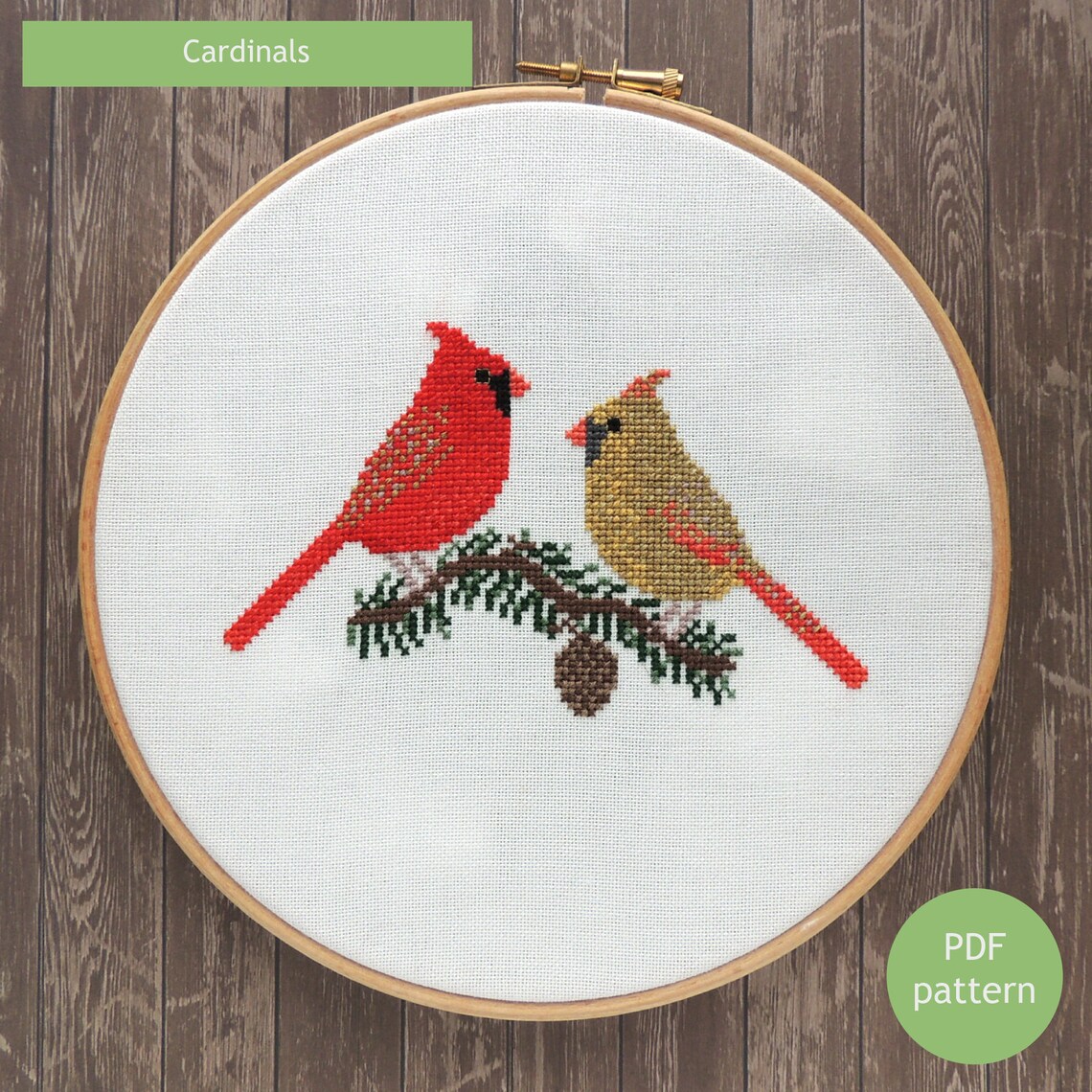 Cardinal Male Female Birds Cross Stitch Pattern PDF Download - Etsy