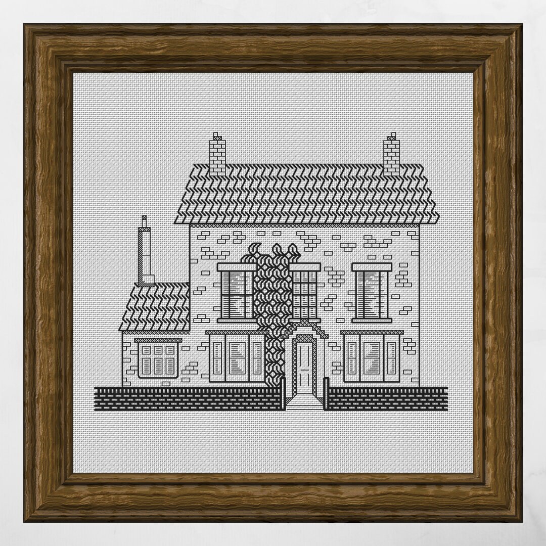 Blackwork House Pattern Digital Download, Counted Modern Blackwork ...