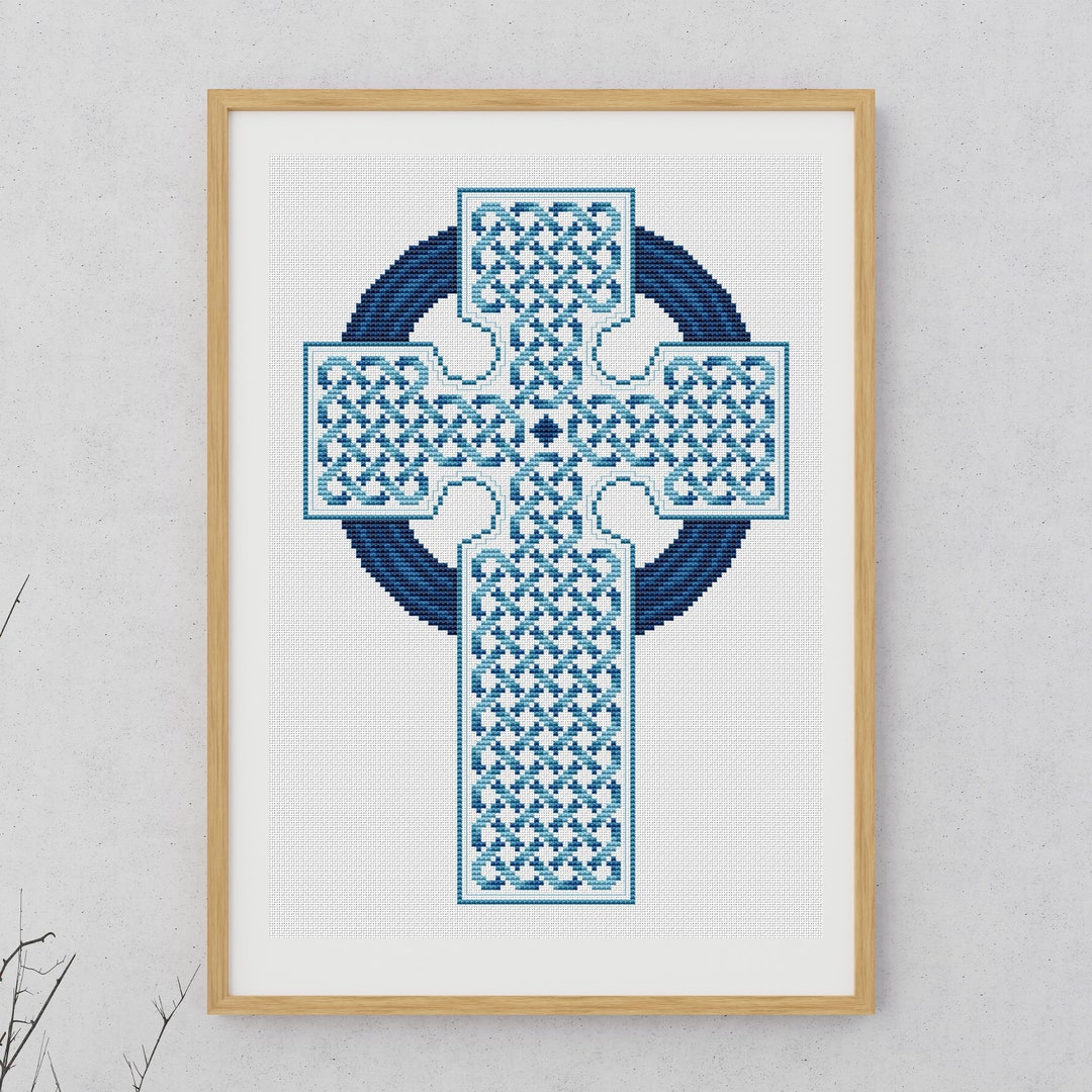 Blue Celtic Cross Knot Cross Stitch Pattern (PDF Download) - Etsy