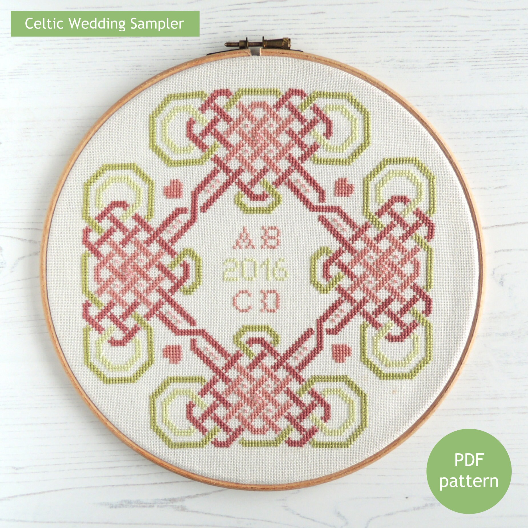 Celtic Cross Stitch Wedding Sampler. Cross Stitch Sampler. - Etsy