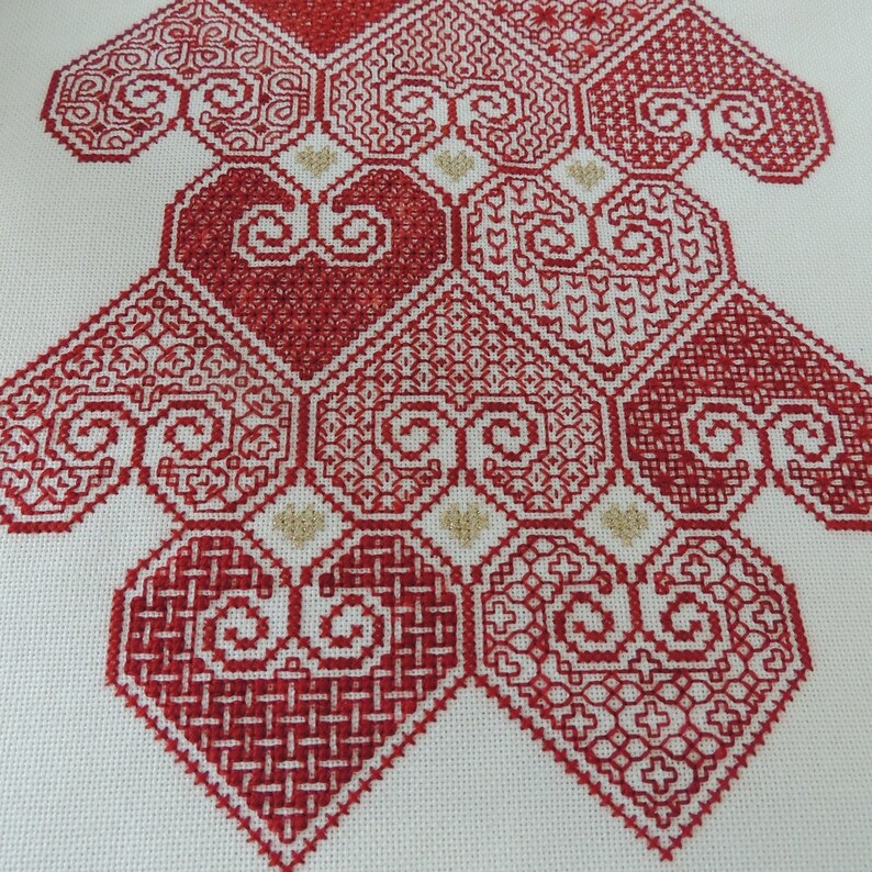 Blackwork Hearts Embroidery Sampler Pattern (PDF Download) - Etsy