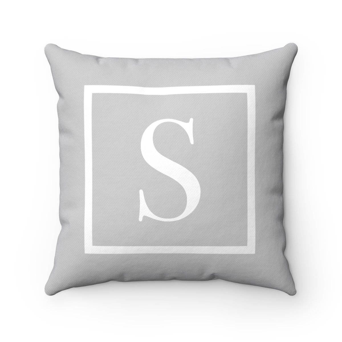 Black and White Pillow, Square Initial Throw Pillow, Monogram Accent ...