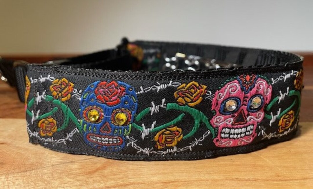 Sugar Skull Prong K9 Dog Training Collar - Comes With Prongs. Jacquard ...