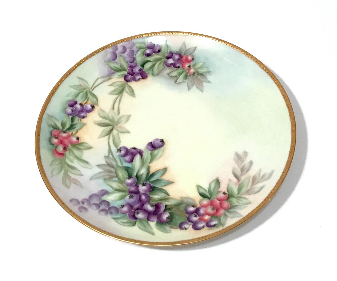 Antique Haviland France Hand Painted Berry Plate Gold Trim Signed K ...