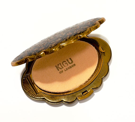 KIGU Of London Compact, Black Enamel Hand Painted Flo… - Gem