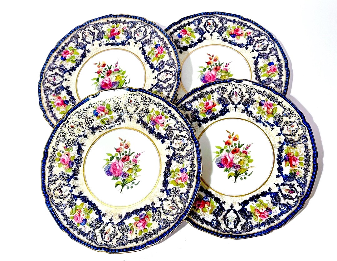 Royal Doulton Antique Plates, Pink Rose Multi Color Flower Bouquets ...