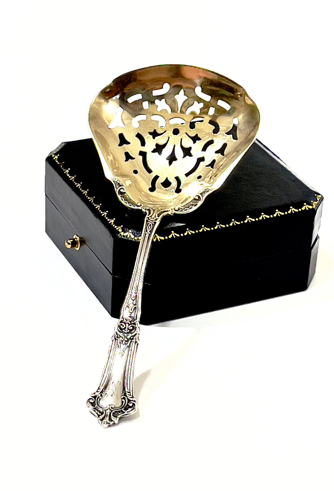 Antique Gorham Sterling Silver Pierced Spoon "albermarle" Gold Wash Bon ...