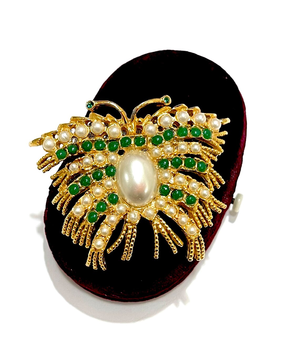 Vintage Brooch Signed Pauline Rader Butterfly Pin, Green Ballotini ...