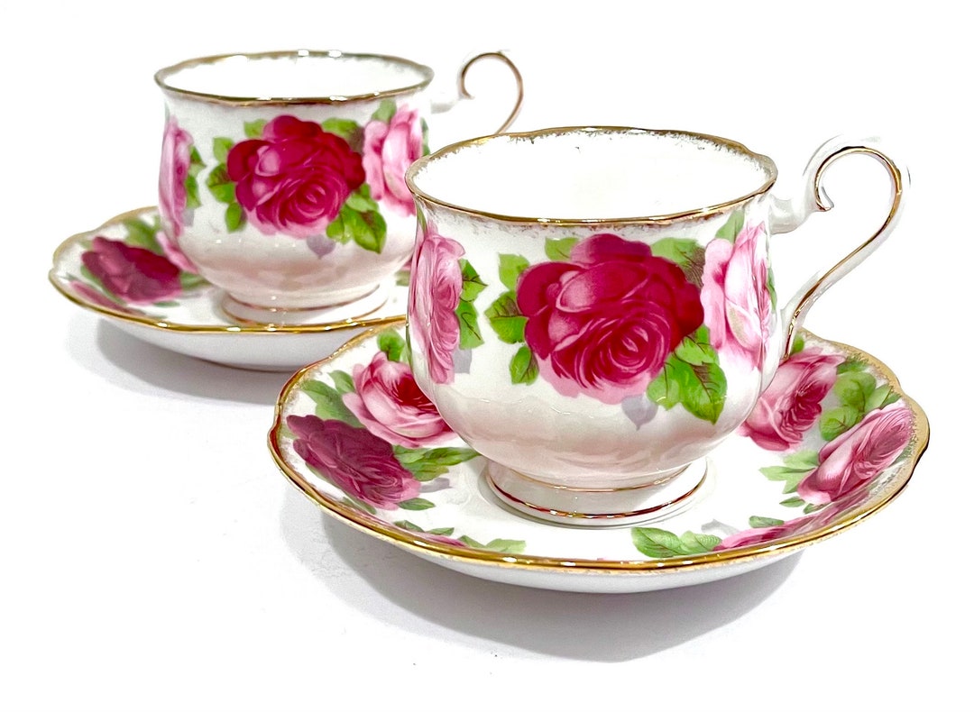 Royal Albert Old English Roses Tea Cup Pair Pink and Red Roses ...