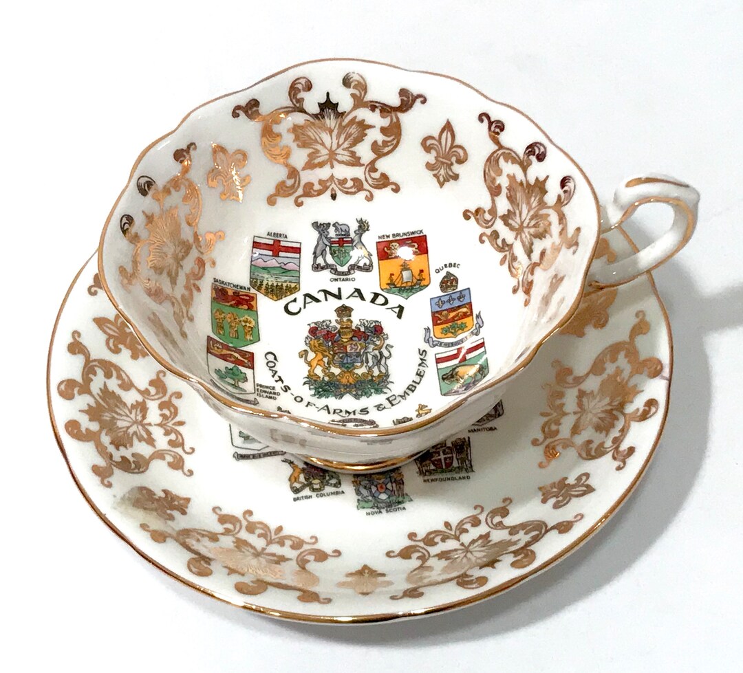 Paragon Heraldic Tea Cup and Saucer, Canadian Coat of Arms and Ten ...