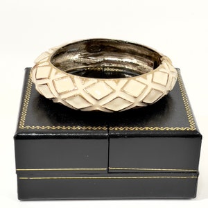 Kenneth Jay Lane Enamel Bangle Bracelet, Glossy Creamy Color, Raised ...