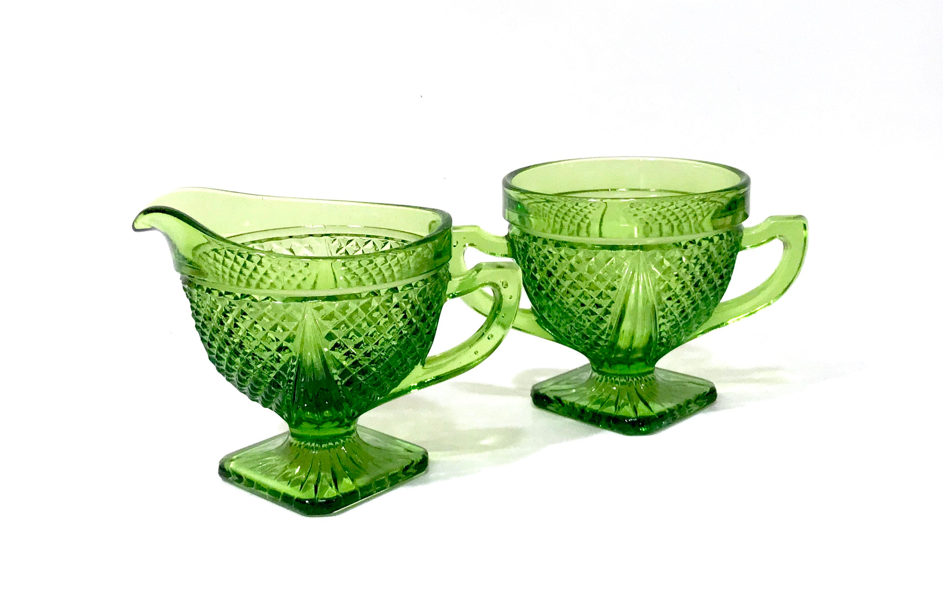 Green Depression Glass Creamer Sugar Set Indiana Glass Co. | Etsy Green Depression Glass Creamer Sugar Set Indiana Glass Co. | Etsy