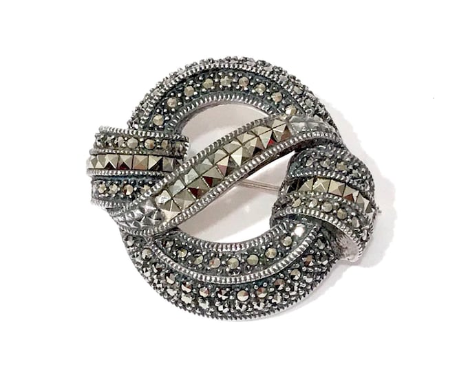 Judith Jack Brooch Sterling Silver Marcasite Circle Pin, Pyramid ...