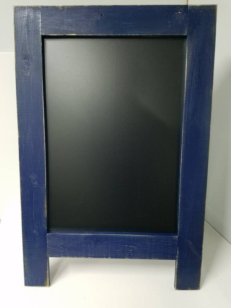 Wooden A-frame, Rustic Deep Blue. Sidewalk Sign, Non Porous Blackboard ...