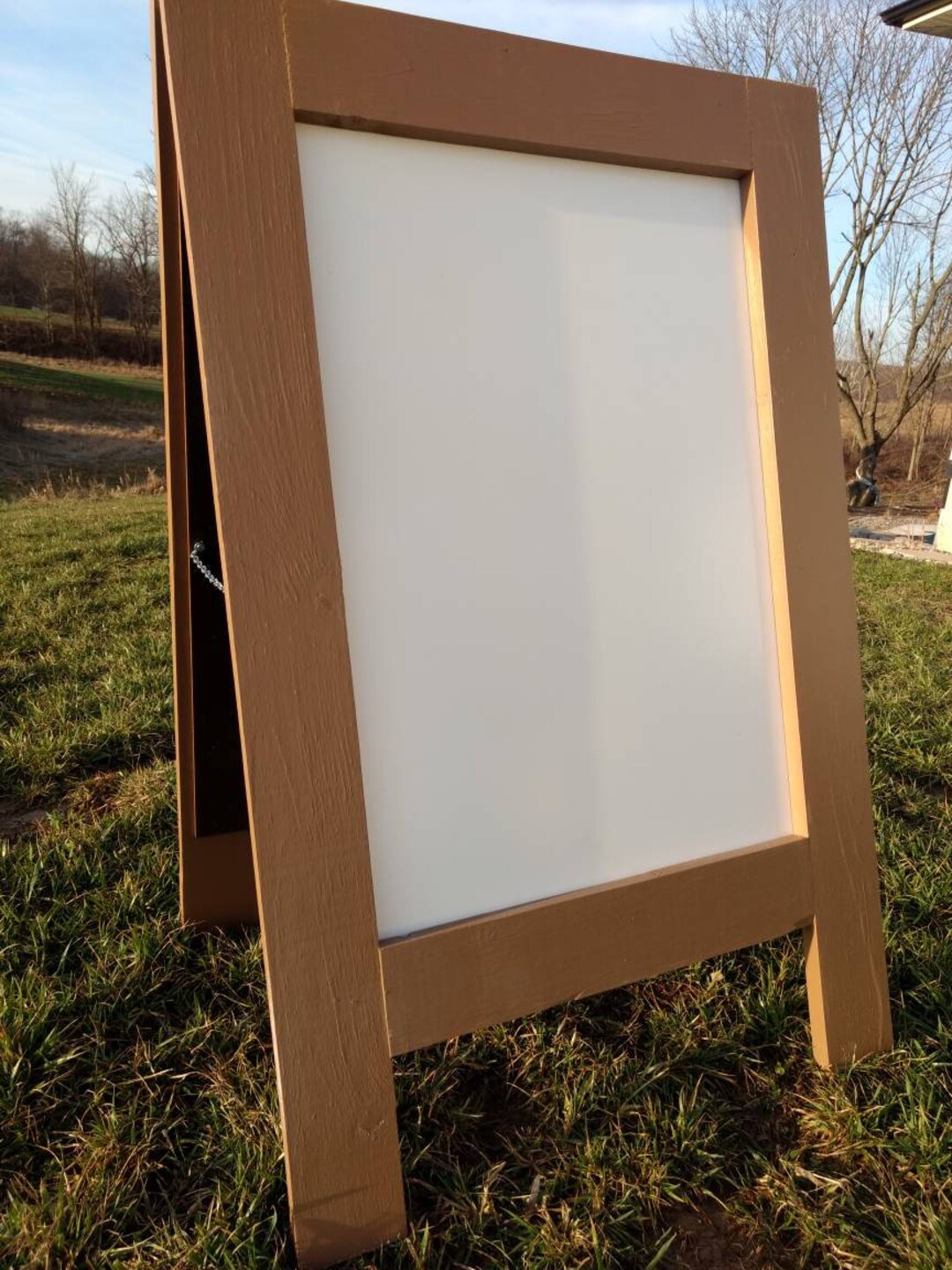 Dry Erase A-frame Sidewalk Sign. Chestnut Brown Standing Sandwich Dry ...