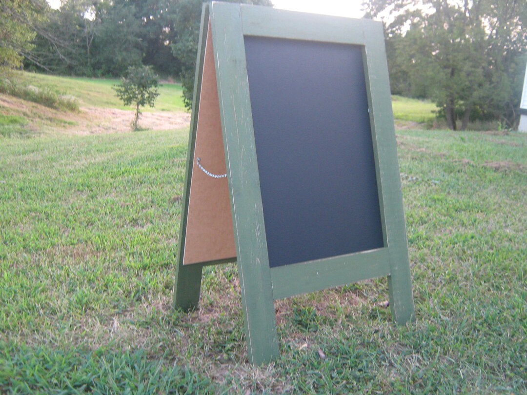 Two Sided, Sidewalk Chalkboard. Mountain Moss Green Color. Rustic ...