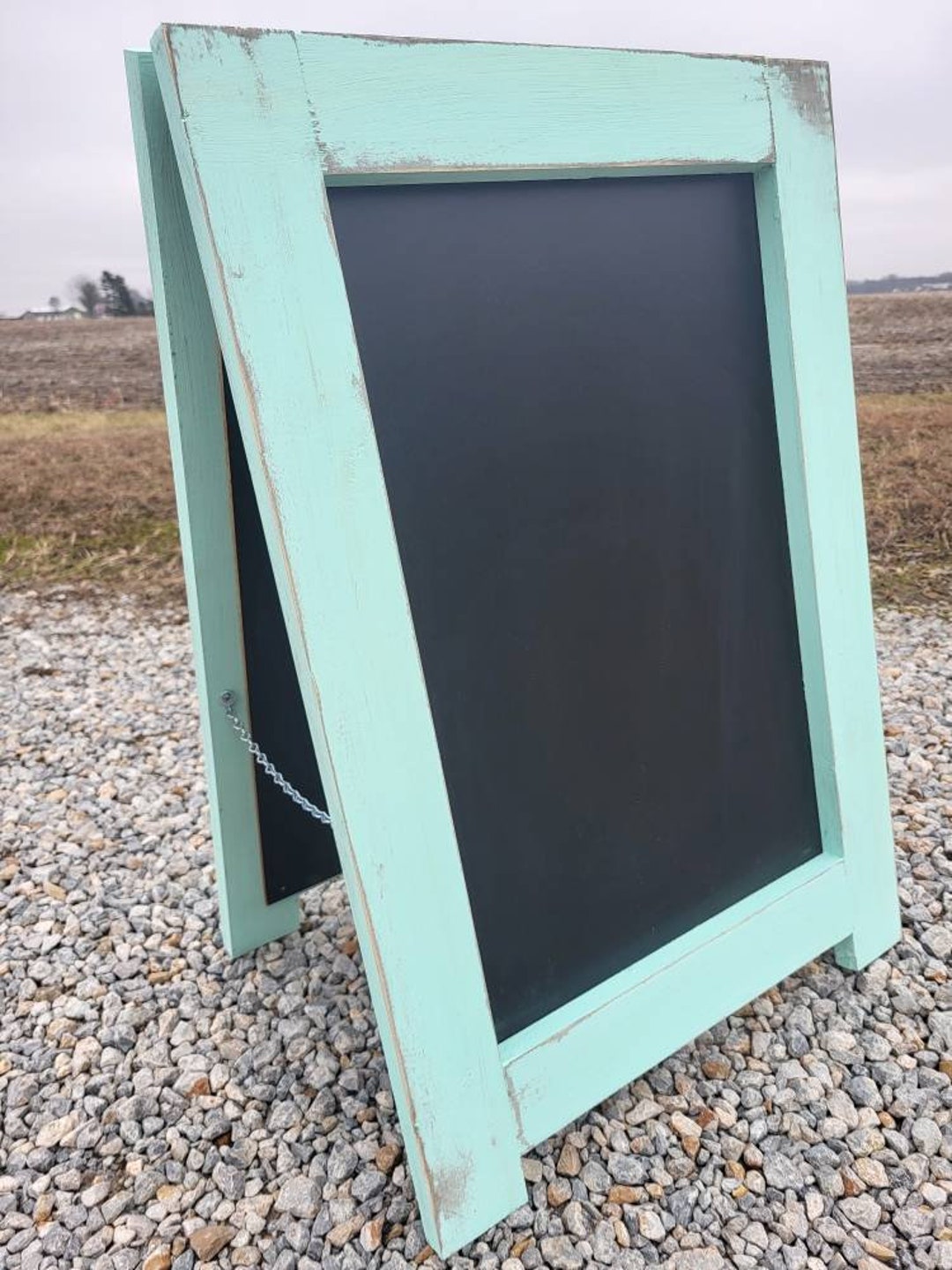 Tabletop Double Sided Chalkboard. Cafe Style Rustic Fresh Mint Green ...