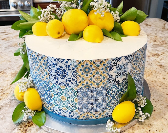 Positano Italy Tile Pattern Edible Image Sheet Cake Topper or Wrap ...