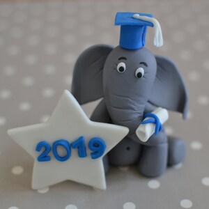 Graduation Elephant Cake Topper, Fondant Graduation Elephant Topper Set ...