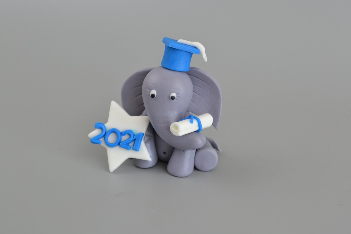Graduation Elephant Cake Topper Fondant Graduation Elephant - Etsy