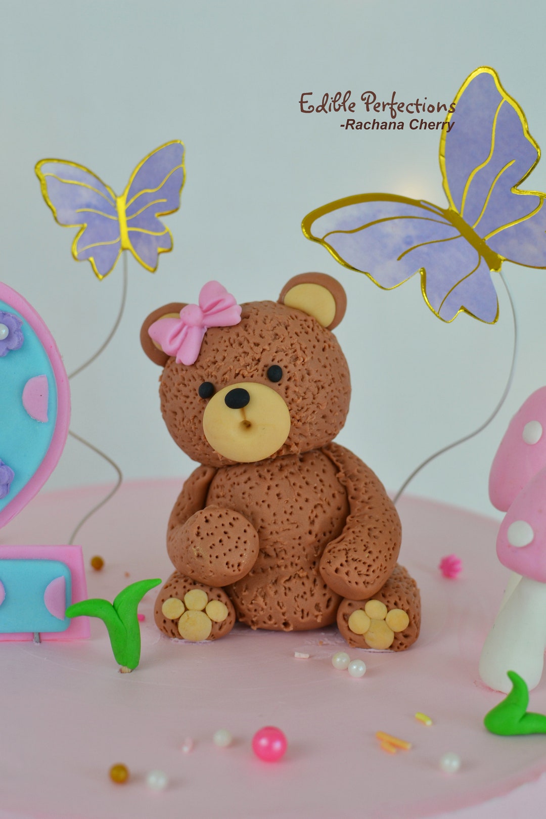 Fondant Bear Cake Topper, Bear Cake Topper, Girl Bear Cake Topper - Etsy