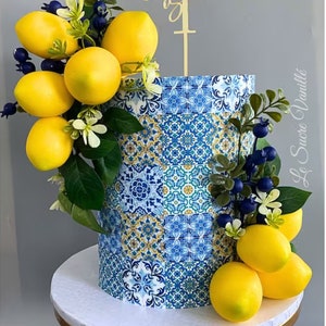 Positano Italy Tile Pattern Edible Image Sheet Cake Topper or Wrap ...