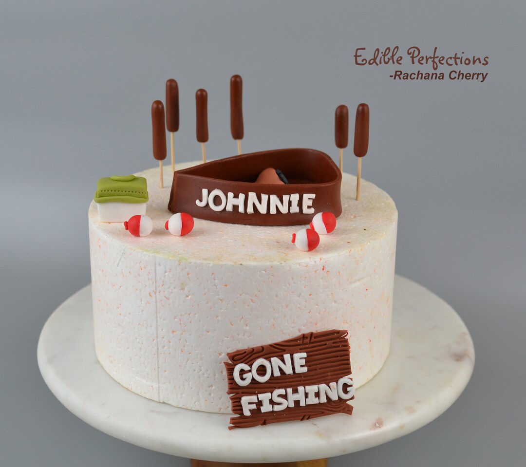 Gone Fishing Cake Toppers Set, Fishing Theme Cake Toppers - Etsy