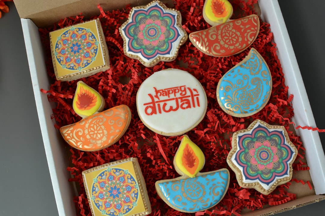 Diwali Sugar Cookies Set, Diwali Sweets, Diya Cookies (free Priority ...