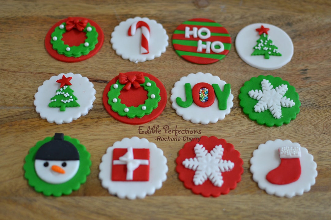 Christmas Cupcake Toppers, Edible Christmas Cupcake Toppers - Etsy