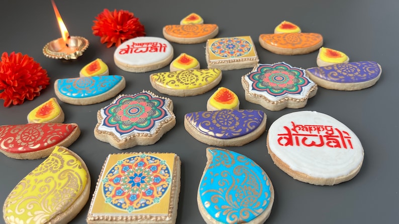 Diwali Sugar Cookie Set: Diya & Rangoli Designs - Etsy