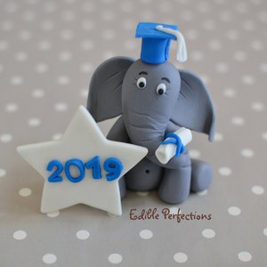 Graduation Elephant Cake Topper, Fondant Graduation Elephant Topper Set ...