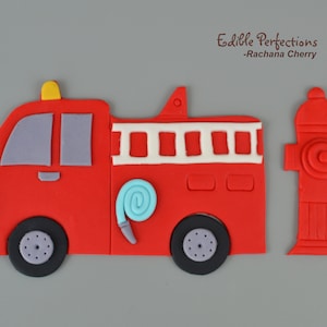Edible Fire Truck Cake Topper, Fire Engine Cake Decoration, Fondant ...