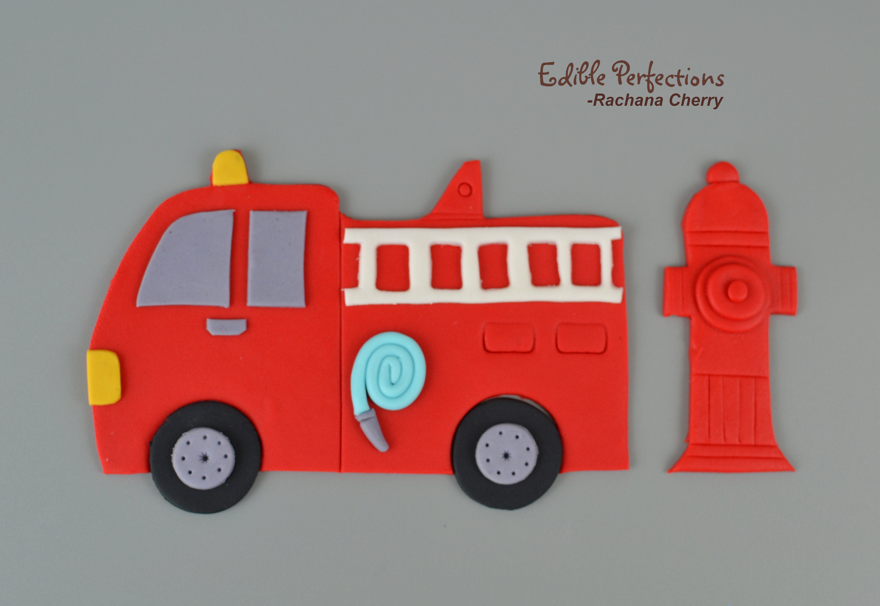 Edible Fire Truck Cake Topper Fire Engine Cake Decoration - Etsy