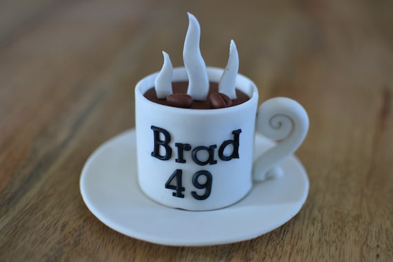 Fondant Coffee Mug cake topper | Etsy