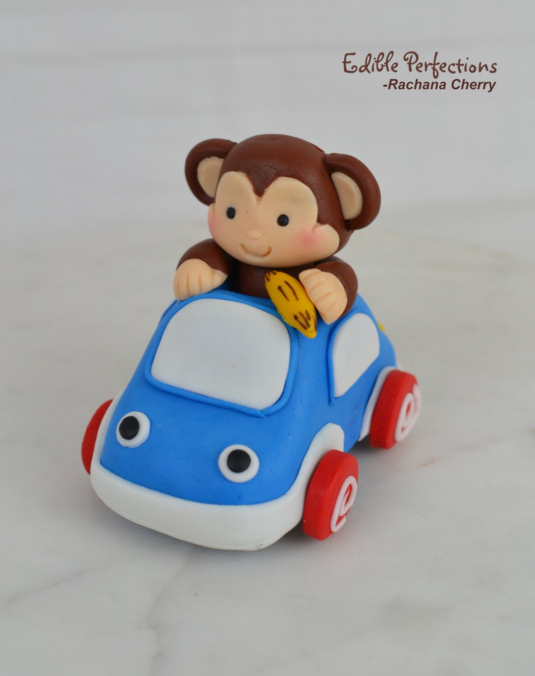 Fondant Monkey in Car Cake Topper, Fondant Monkey, Fondant Car, First ...