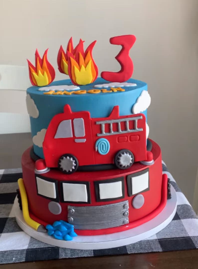 Edible Fire Truck Cake Topper Fire Engine Cake Decoration - Etsy