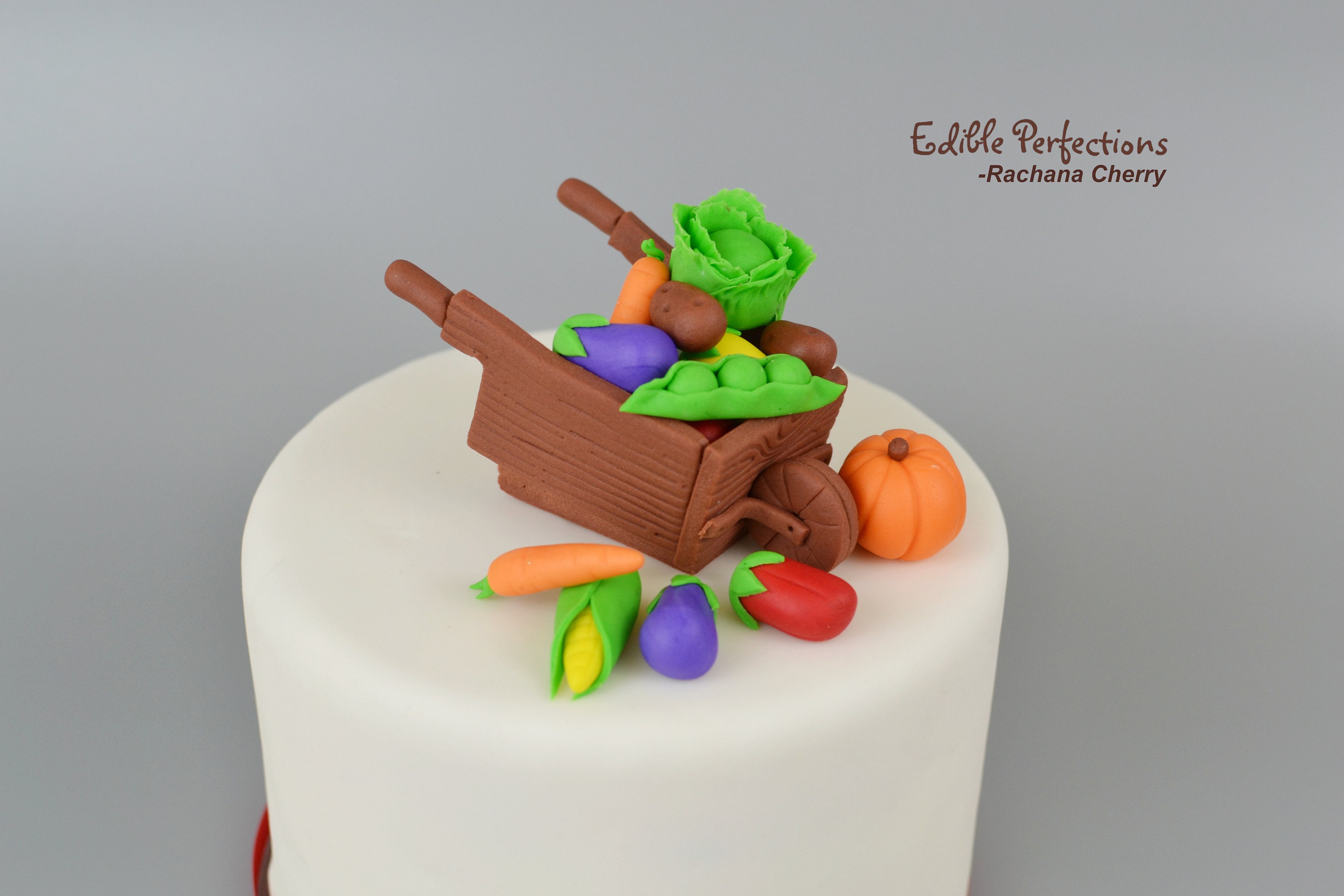 Fondant Wheelbarrow Cake Topper: Gardening Theme Veggies - Etsy