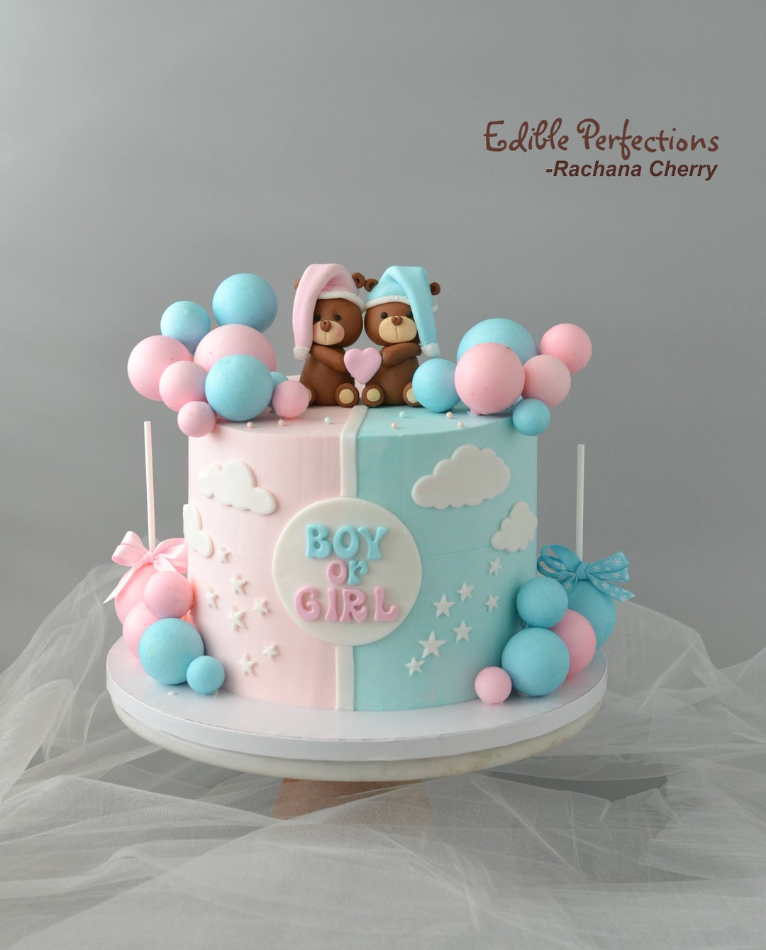 Gender Reveal Fondant Bears Cake Topper Etsy