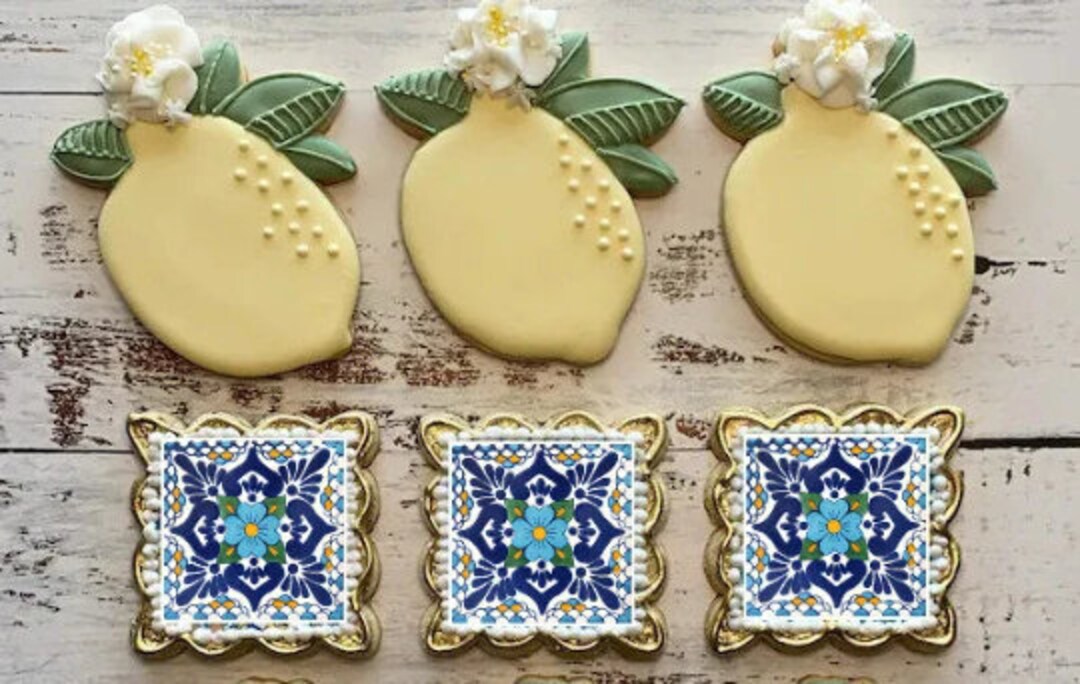 Positano Italy Tile Pattern Edible Image Cookie Topper, Mediterranean ...