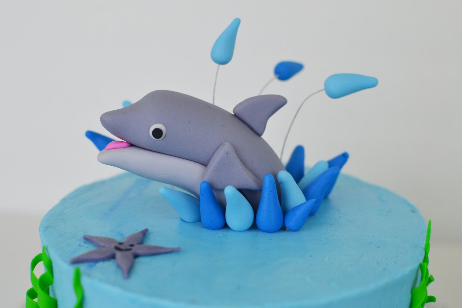 Fondant Dolphin Cake Topper Set, Coral Cake, Mermaid Cake, Sea Animals ...