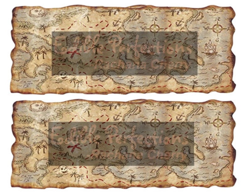 Pirate Map Edible Image Sheet Cake Topper or Wrap Around - Etsy