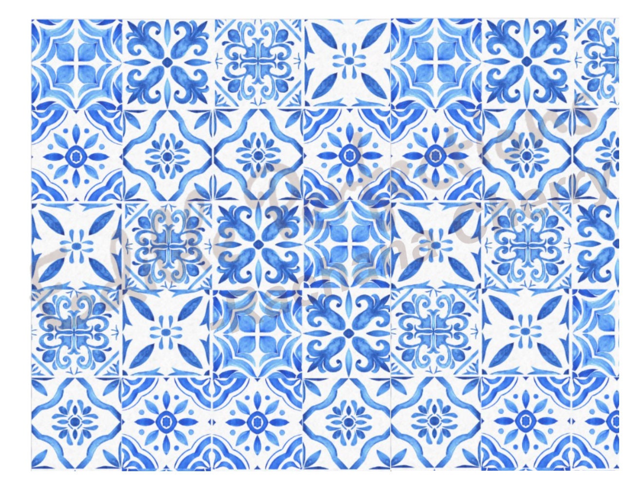 Positano Italy Greek Tile Pattern Edible Image Sheet Cake Topper or ...