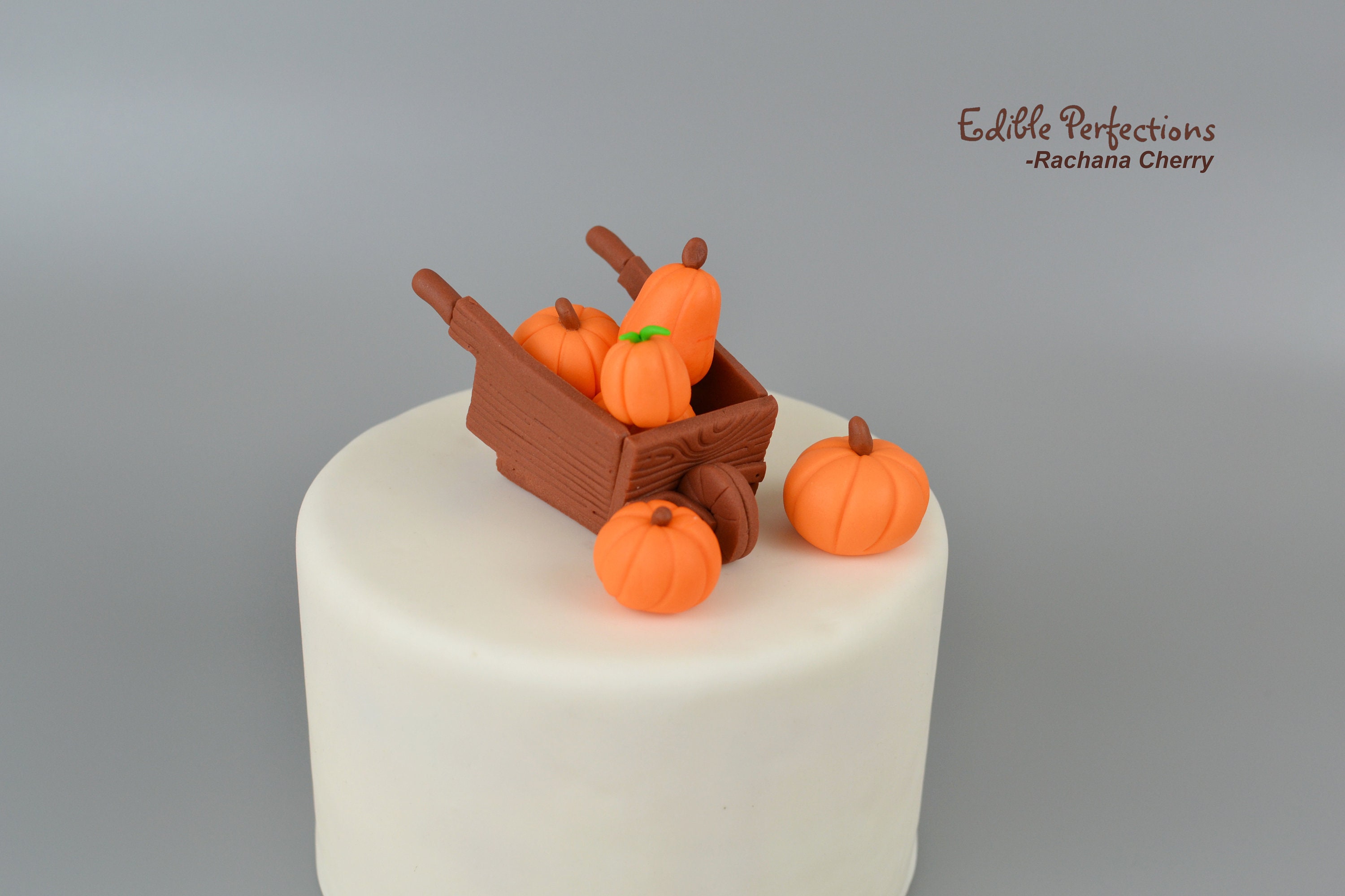 Fondant Wheelbarrow With Pumpkin Cake Topper Blue Pumpkin - Etsy