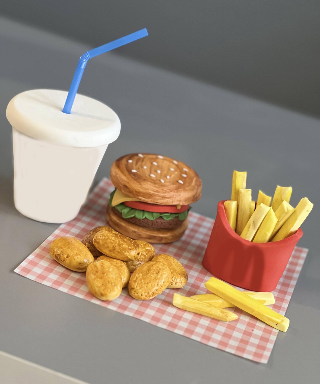 Fondant Burger, Fries, Drink Cake Toppers: Fast Food Cake Toppers - Etsy
