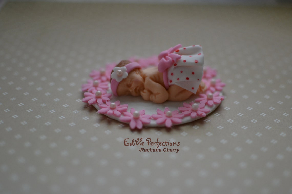 Baby Girl Cake Topper Fondant Baby Girl Baby Shower Cake Set - Etsy