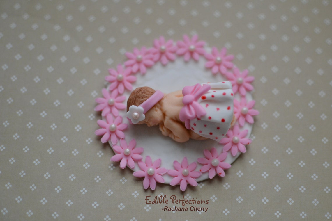 Baby Girl Cake Topper, Fondant Baby Girl, Baby Shower Cake Set - Etsy
