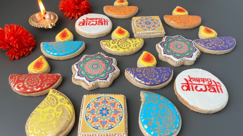Diwali Sugar Cookie Set: Diya & Rangoli Designs - Etsy