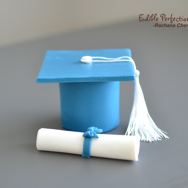 Navy Blue Graduation Cap Cake Topper - Etsy