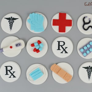 Medical Themed Fondant Cupcake Toppers Set, Nurse, Dr Themed Cupcake ...